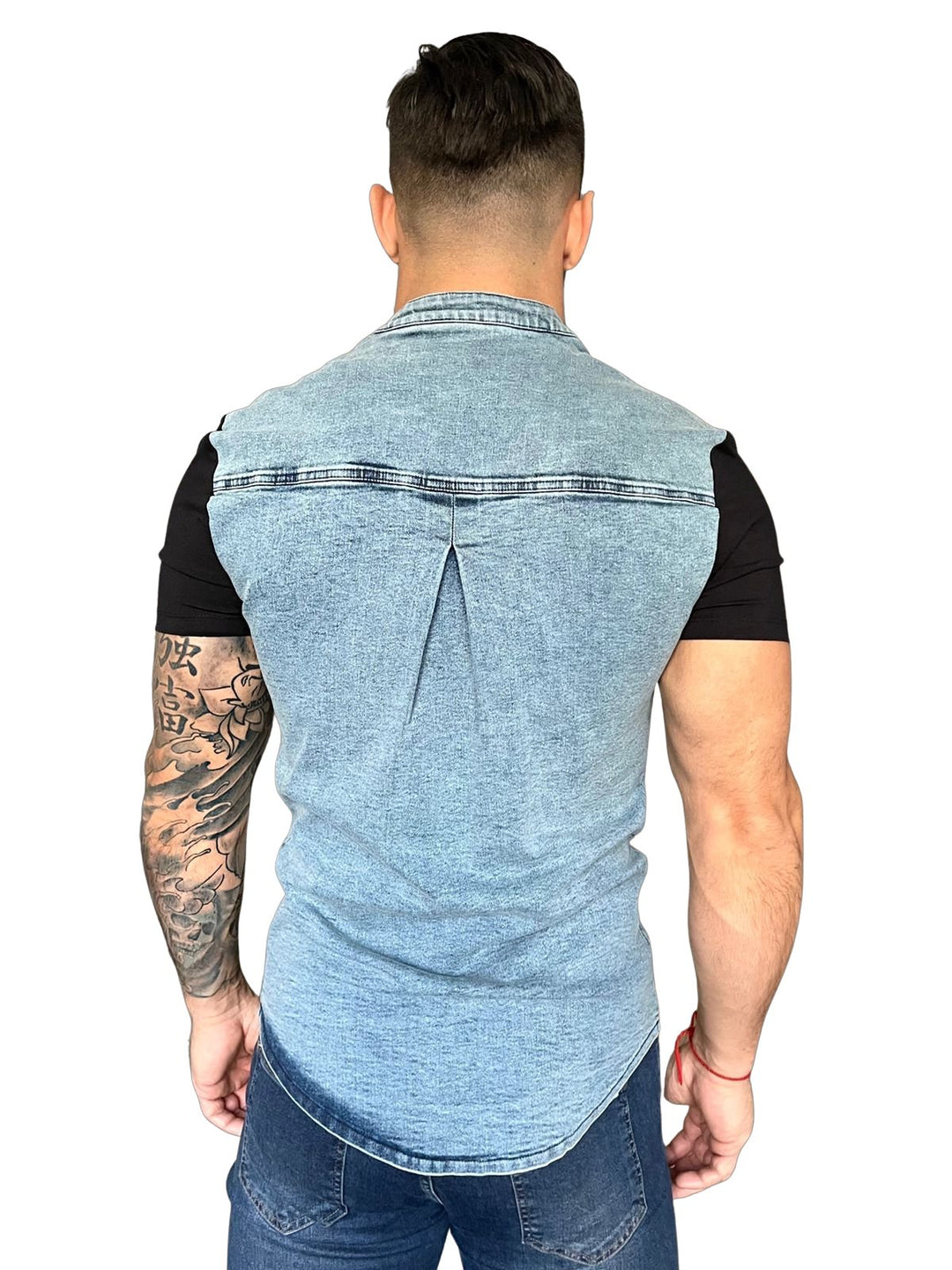 Velon - Blue/Black Short Sleeves Jeans Shirt for Men – Sarman Fashion ...